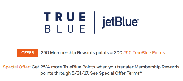 Membership Rewards to JetBlue 25% Transfer Bonus Means 1:1 Rate - MileValue